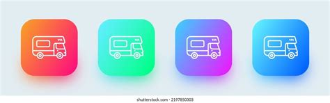 Camper Van Line Icon Square Gradient Stock Vector Royalty Free
