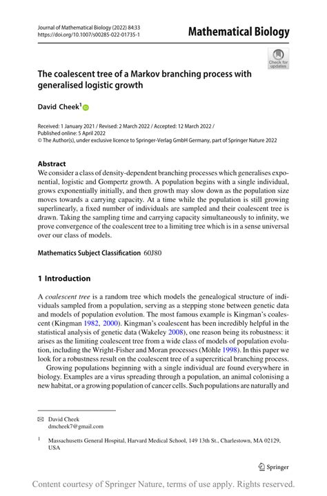 the coalescent tree of a markov branching process with generalised