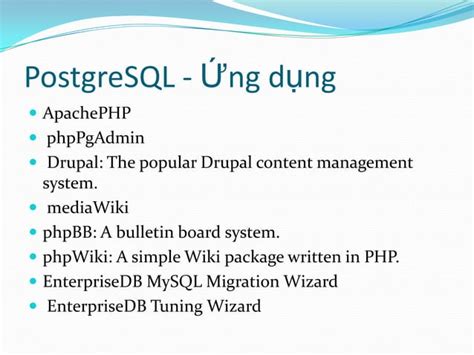 Postgresql Features And Application Of Postgresql Database Management
