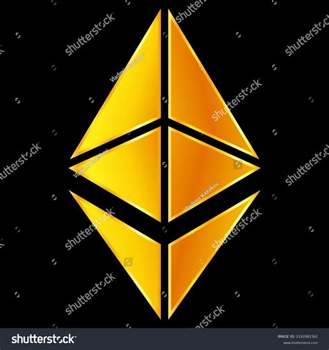 Ethereum Eth Golden Symbol Front View Stock Vector Royalty Free Shutterstock