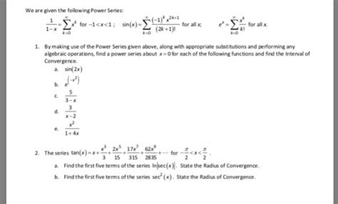 Solved We Are Given The Following Power Series 1 21 For 1 Chegg Com