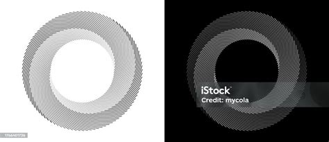 원 추상 배경에 있는 선입니다 다이나믹 트랜지션 착시 흰색 배경에 회색조 모양 검은색 면에 동일한 모양 강렬하고 밝은 색상에 대한 스톡 벡터 아트 및 기타 이미지 Istock