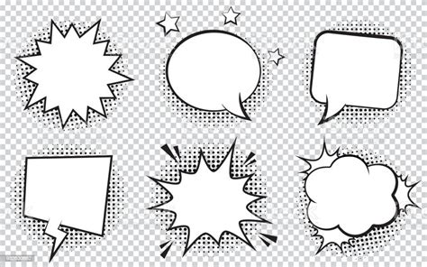 레트로 빈 만화 거품 및 투명 한 배경에 검은 하프톤 그림자로 설정 하는 요소 만화책에 대한 스톡 벡터 아트 및 기타 이미지 만화책 만화 팝 아트 Istock