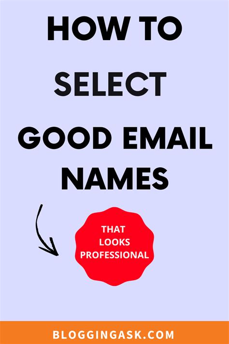 how to select good email names create email address email name ideas