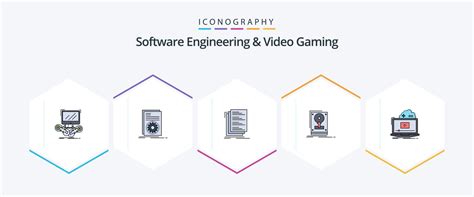 Software Ingegneria E Video Gioco 25 Riga Piena Icona Imballare