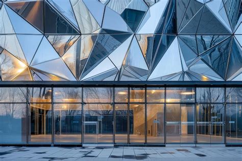 A Sleek Modern Building With A Dynamic Geometric Glass Facade A Sleek