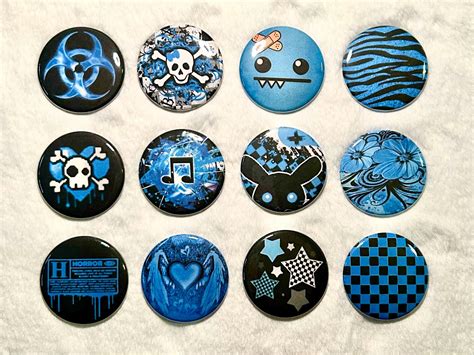 Blue Emo Scene Mall Goth Y2k 15 Pinback Buttons Scene Pin Etsy