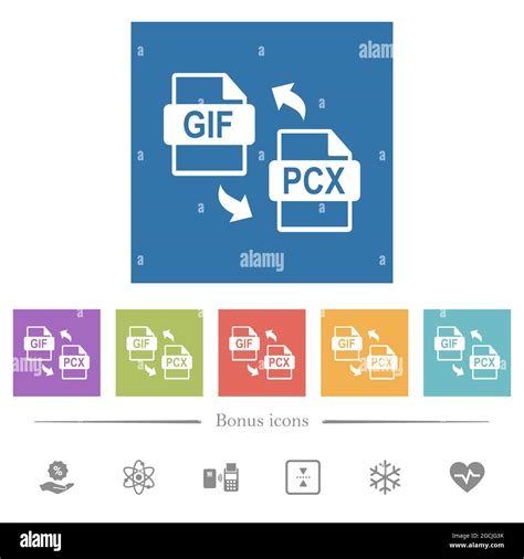  Pcx File Conversion Flat White Icons In Square Backgrounds 6 Bonus Icons Included Stock