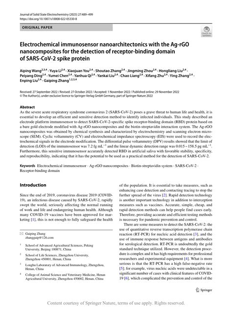 Electrochemical Immunosensor Nanoarchitectonics With The Ag Rgo Nanocomposites For The Detection