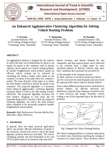 An Enhanced Agglomerative Clustering Algorithm For Solving Vehicle