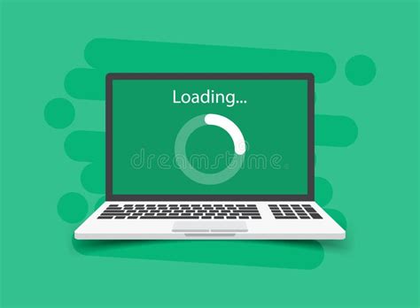 Laptop Loading Process Icon In Flat Style Software Update Vector