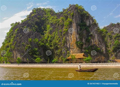 Vietnamese Woman Rows By Rocky Mount Editorial Photography Image Of