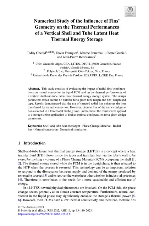 Pdf Numerical Study Of The Influence Of Fins Geometry On The Thermal