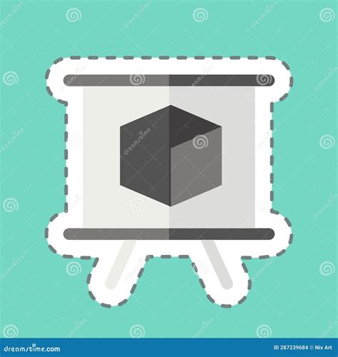 Sticker Line Cut 3d Presentation Related To 3d Visualization Symbol Simple Design Editable