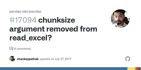 Chunksize Argument Removed From Readexcel · Issue 17094 · Pandas Dev