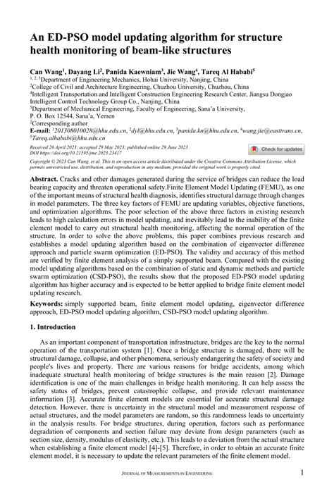 Pdf An Ed Pso Model Updating Algorithm For Structure Health