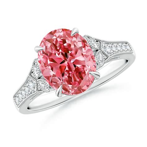 Aeon Vintage Inspired Oval Lab Grown Fancy Intense Pink Diamond