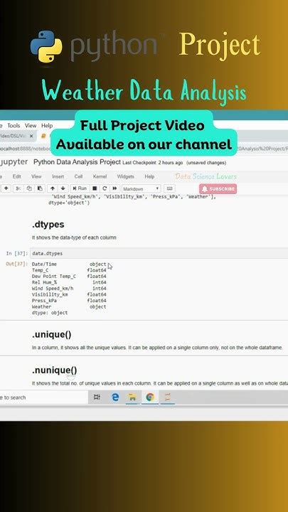 Python Project 1 Part 9 Using Dtypes Command
