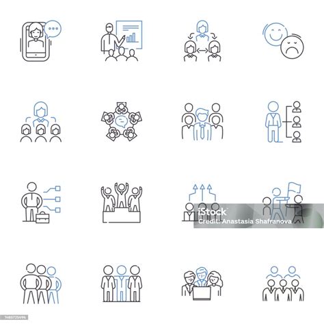 공생 라인 아이콘 모음입니다 화합 조화 유대감 연결 친교 교제 협력 벡터 및 선형 그림 커뮤니티 협업 팀워크 개요 표지판 세트 공감에 대한 스톡 벡터 아트 및 기타 이미지