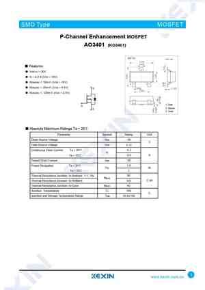3401 MOSFET Datasheet pdf - Equivalent. Cross Reference Search