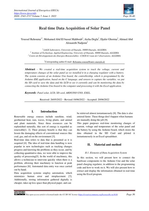 Pdf Real Time Data Acquisition Of Solar Panel