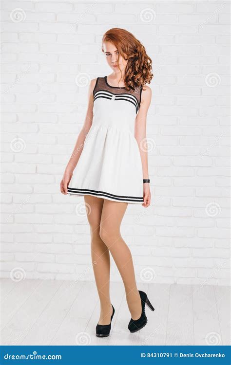 Beautiful Red Haired Fashion Model Posing Stock Image Image Of Studio Lady