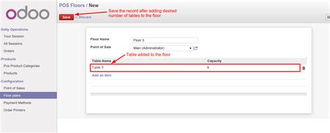 Odoo POS Table Management WebKul