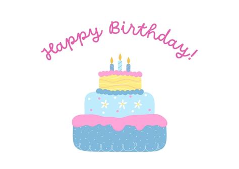 생일 축하 케이크 사랑스러운 장난스러운 일러스트레이티브 인사 카드 프리미엄 Psd 파일