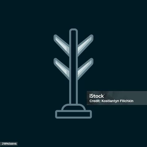 라인 코트 스탠드 아이콘은 검은 배경에 고립되어 있습니다 그림자가 있는 평면으로 채워진 윤곽선 스타일입니다 벡터 가구에 대한 스톡 벡터 아트 및 기타 이미지 Istock