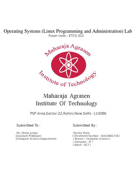 maharaja agrasen institute of technology operating systems linux