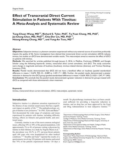 Pdf Effect Of Transcranial Direct Current Stimulation In Patients With Tinnitus A Meta