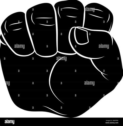 Raised Fist Symbolizing Power Or Strength Of Unity Outline Concept Of Power Leadership Or