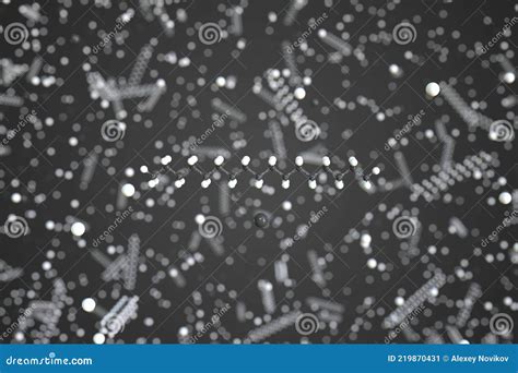 Heptadecane Molecule Made With Balls Scientific Molecular Model Chemical 3d Rendering Stock