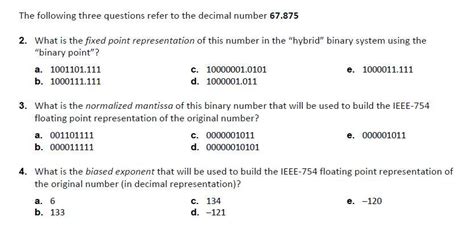 Solved The Following Three Questions Refer To The Decimal Chegg