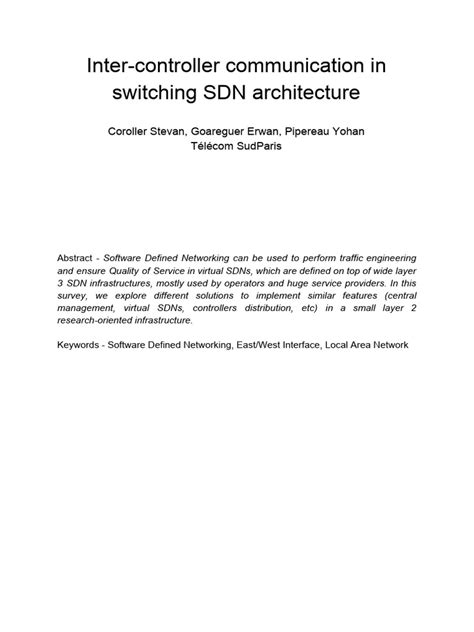 Inter Controller Communication In Switching Sdn Architecture Pdf