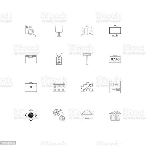 비즈니스 선형 얇은 아이콘 설정합니다 간단한 벡터 아이콘 설명 디자인에 대한 스톡 벡터 아트 및 기타 이미지 디자인 바구니 벡터 Istock