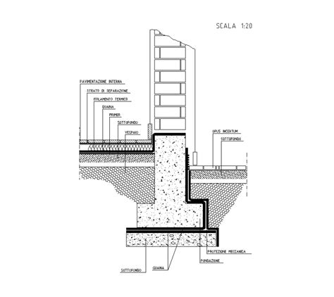 Wall Foundation Detail Layout 2d View Autocad File Brick Masonry How To Level Ground Autocad