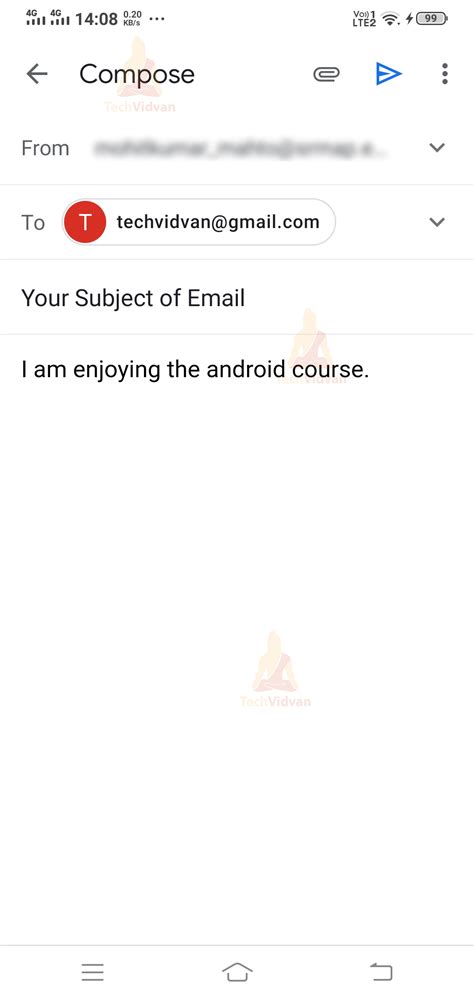 how to send email in android using intent techvidvan