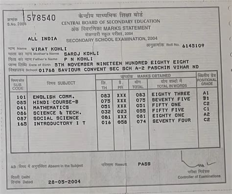 Virat Kohli Shares His 10th Class Marks Sheet Ahead Of IPL 2023 Ahead