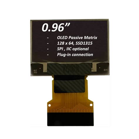 0 96 Inch Oled Display Module 128x64 Pixel Spi I2c Interface Plug In Connection
