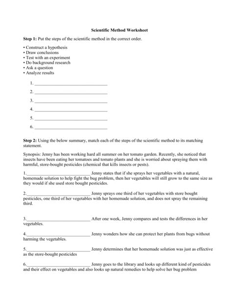 Scientific Method Worksheet Steps And Application