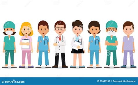 Medical Team Isolated On White Stock Vector Illustration Of Friendly