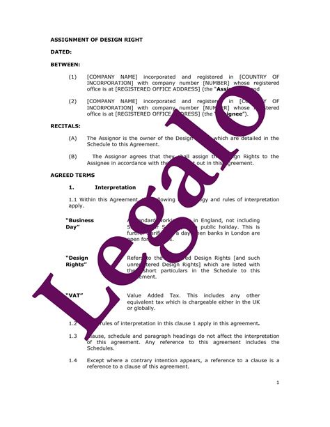 Design Right Assignment Agreement Document Template Legalo