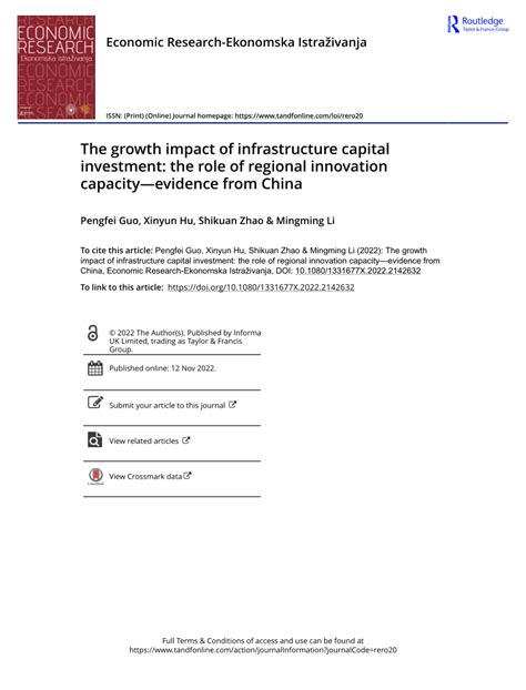 Pdf The Growth Impact Of Infrastructure Capital Investment The Role Of Regional Innovation