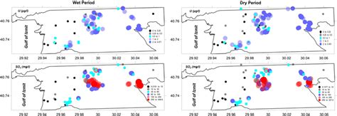 Dot Distribution Plots Of Uranium And Sulfate Concentrations In Coastal