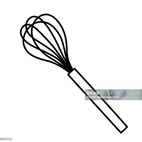 털 아이콘 베이킹 기구의 벡터 낙서 그림 주방 도구 반죽을 만들기 위한 요리 도구 가정 생활에 대한 스톡 벡터 아트 및 기타 이미지 가정 생활 거품기 낙서 드로잉
