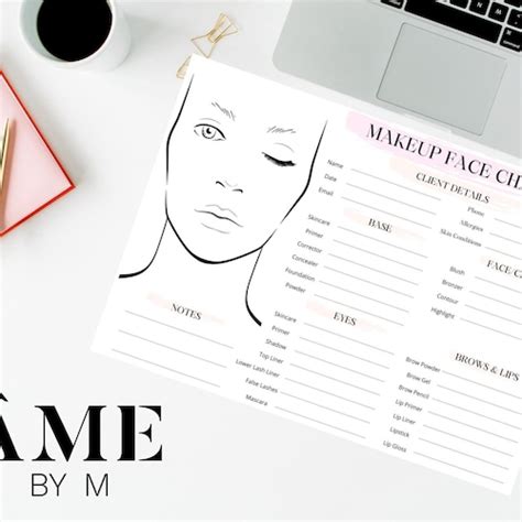 Makeup Artist Face Chart Makeup Artist Form Freelance Makeup Etsy