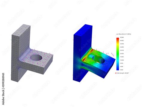 3d Rendering Of Solid Models With Meshing And Deformed Finite Element Analysis Result Stock