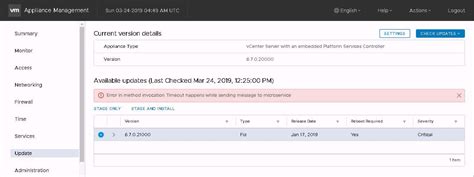 Vcenter Update Get Error Error In Method Invocation Timeout Happens While Sending Message To