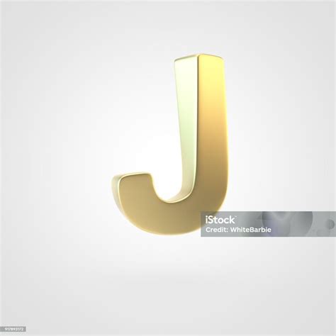3d 렌더링 황금 J 대문자 흰색 배경에 고립 0명에 대한 스톡 사진 및 기타 이미지 0명 3차원 형태 그림자 Istock